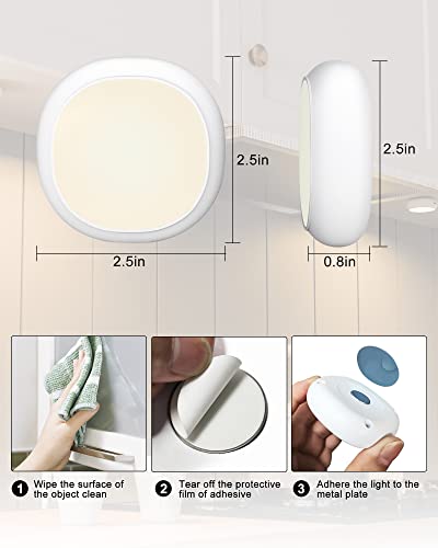 GANA Puck Lights with Remote, Wireless RGBW LED Under Cabinet Lights, 700mAh USB-C Rechargeable Battery Operated Tap Lights, Timed Off, 7 Colors & 3 Modes Dimmable for Closet Bedroom Stairs (1Pack)