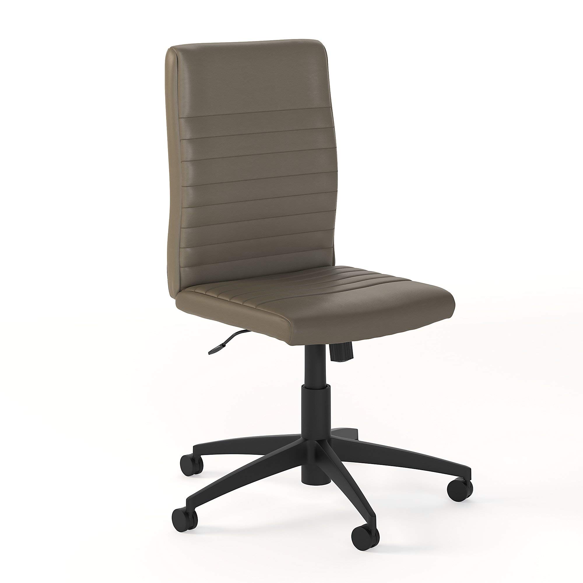Bush Furniture Refinery Mid Back Ribbed Leather Office Chair in Washed Gray