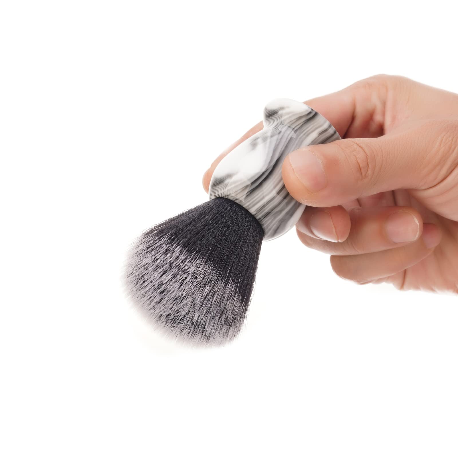 CSB Handmade Tuxedo Synthetic Nylon Hair Knot Shaving Brush with Stylish Stripe Pattern Resin Handle - Vegan Shave Brushes for Men