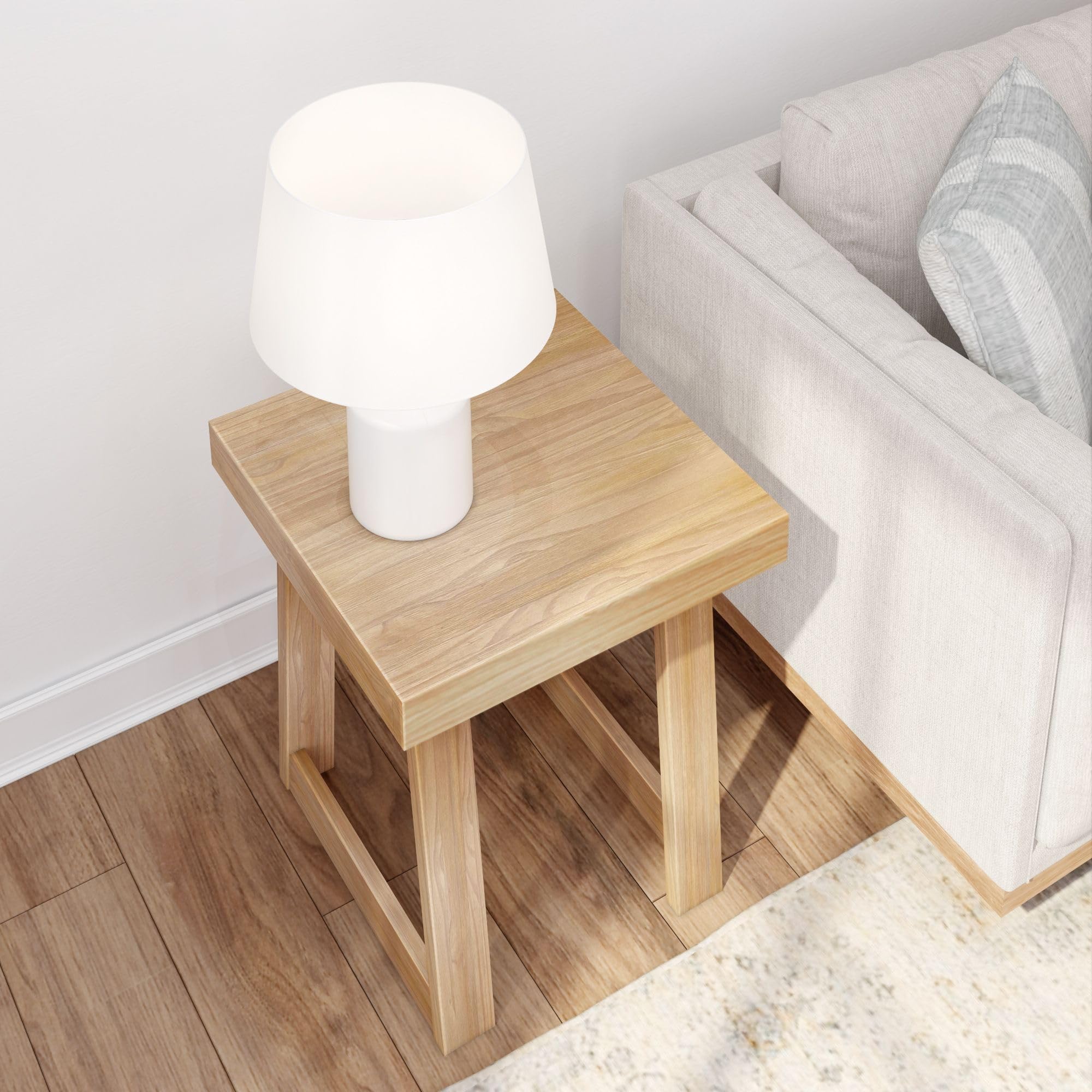 Plank+Beam Classic Rectangular Side Table, 25", Slim Side Table for Living Room, Narrow Nightstand for Small Spaces, Wood End Table for Bedroom, Blonde Wirebrush
