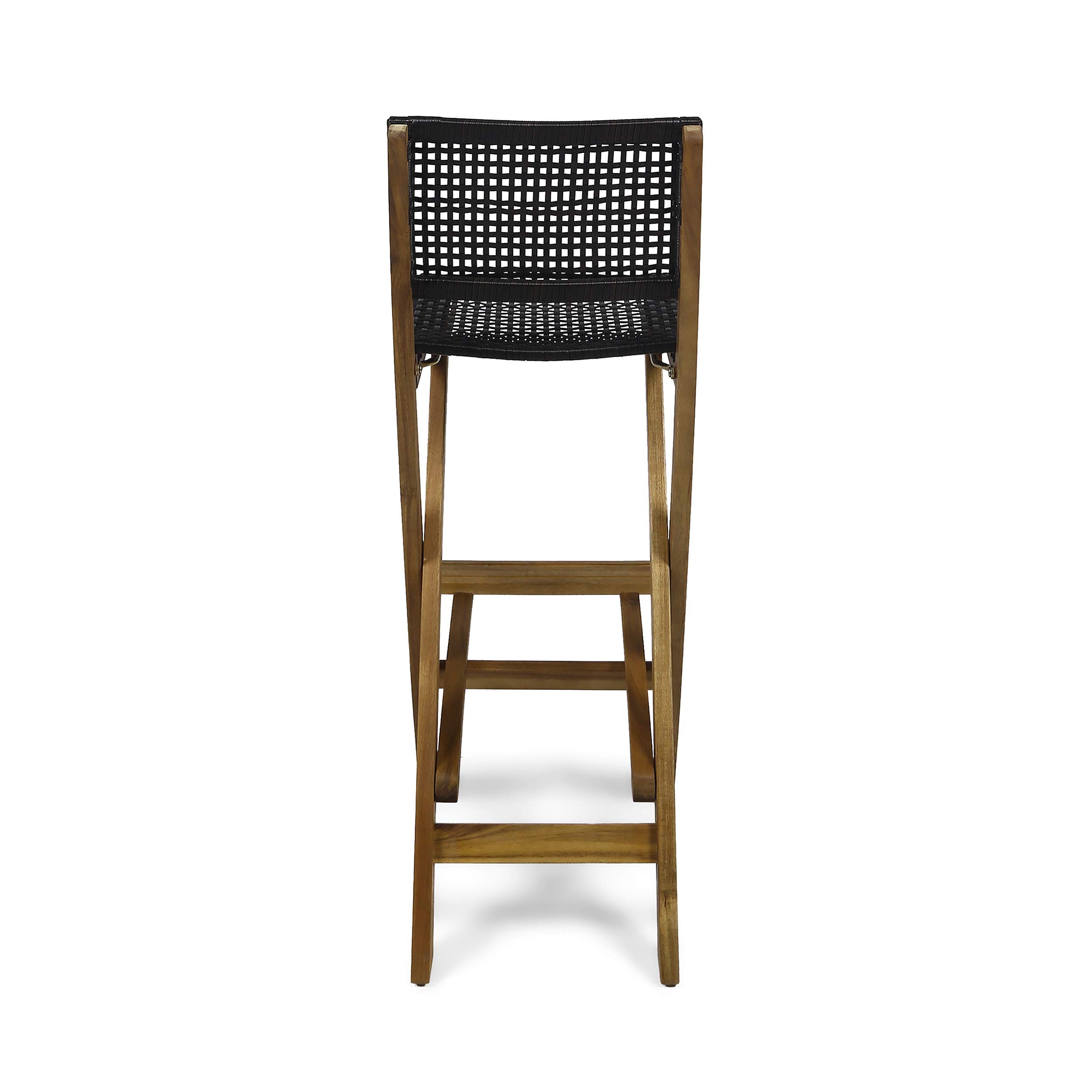 GDFStudio Outdoor Folding Acacia Wood Barstools (Set of 4), Teak and Brown