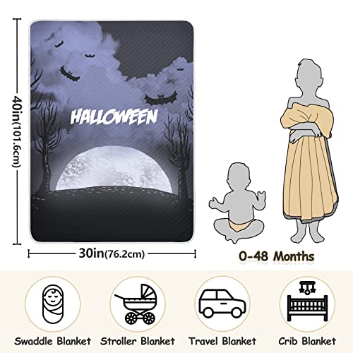 Full Moon Bat Sky Unisex Fluffy Baby Blanket for Crib Toddler Blanket for Daycare with Thick and Soft Material Security Blanket for Stroller Travel Decorative Gift