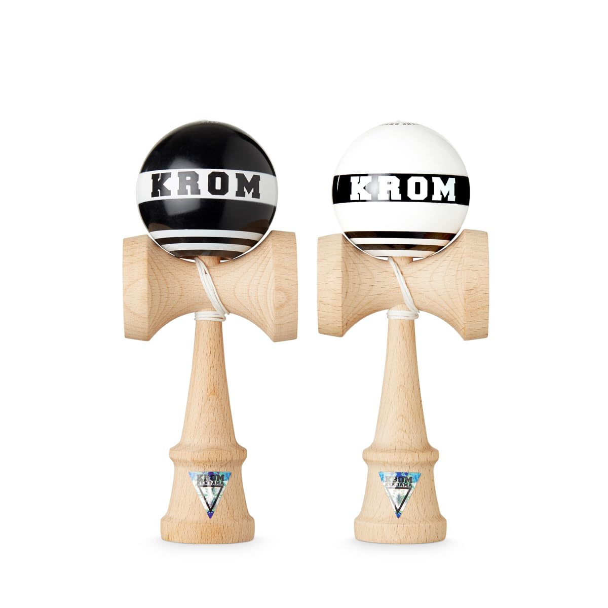 KROM - Kendama Toy STROGO Black - Original - High Wood Quality - Extra Strong - for Beginner and Pro - Gift Pack : Extra String + Stickers