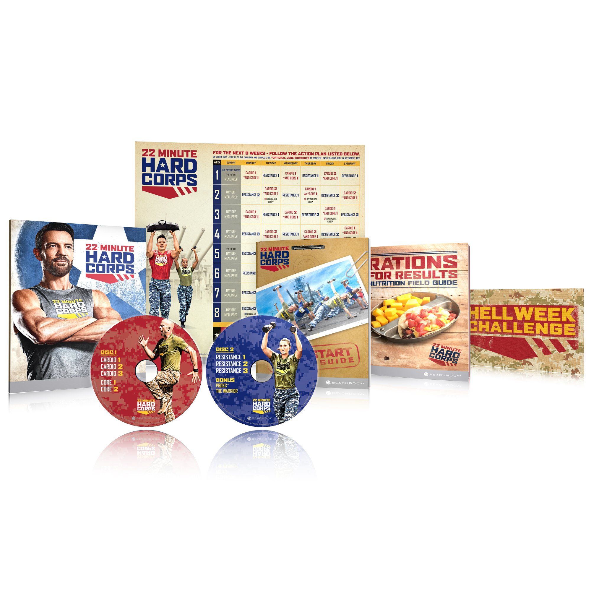 Beachbody 22 Minute Hard Corps DVD Workout Program Base Kit - Tony Horton, Cardio, Resistance Training and Core Exercises, Video Workouts, 2 Fitness DVDs, Nutrition Guide
