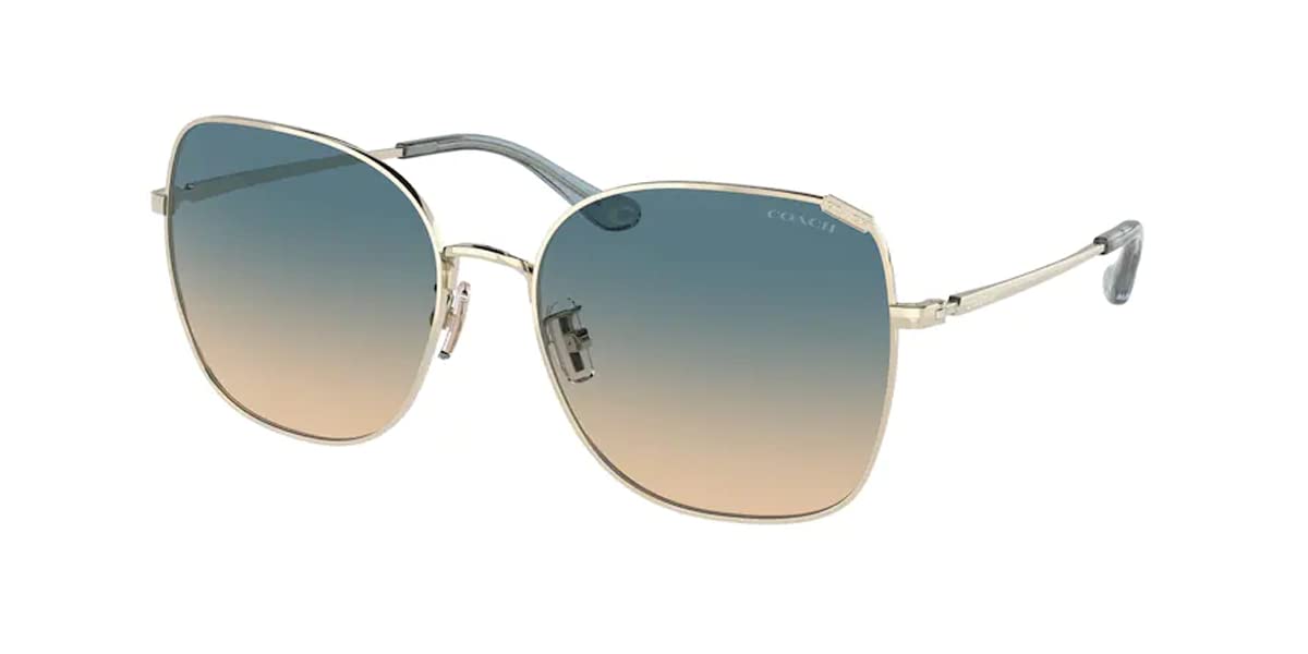 Coach HC7133 57MM 900579 Shiny Light Gold/Blue Yellow Gradient Square Sunglasses for Women + BUNDLE With Designer iWear Eyewear Kit