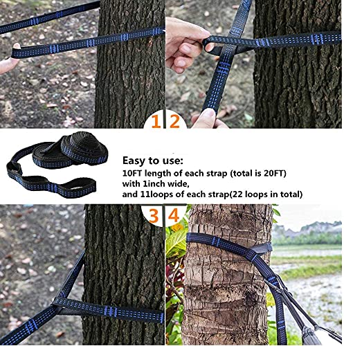 Camping Hammock with Rain Fly Tarp and Mosquito Net with Tree Straps,1/2 Person Portable Hammocks with Rain Cover for Indoor Outdoor Backpacking Hiking Travel Yard Activities Green