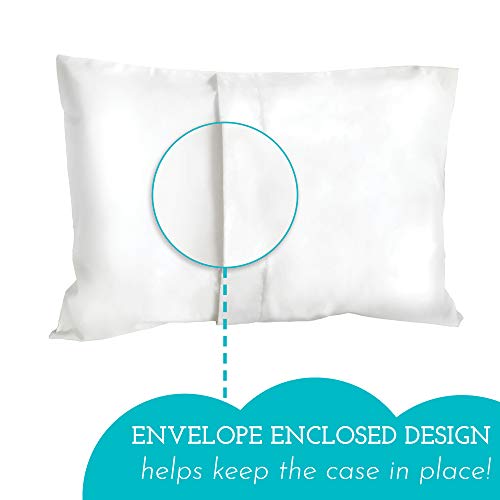 Toddler Pillow with Toddler Pillowcase - Soft Hypoallergenic - Best Pillow for Kids! Better Neck Support and Sleeping! Better Naps in Bed, a Crib, or at School! Makes Travel Comfier! (White)