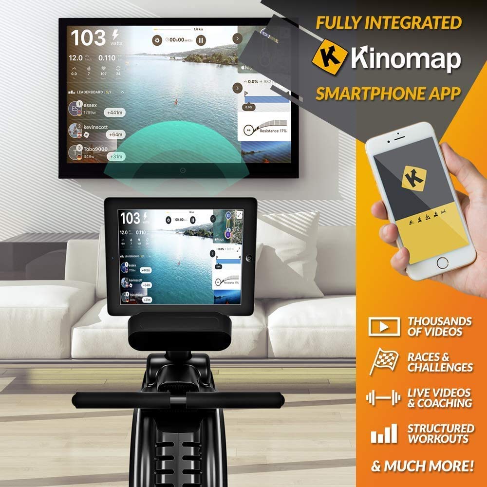 Bluefin Fitness Blade Air Rowing Machine | Home Use Foldable | Dual Magnetic + Air Resistance Rower | Kinomap | Live Video Streaming | Video Coaching & Training | LCD Digital Console | Smartphone App