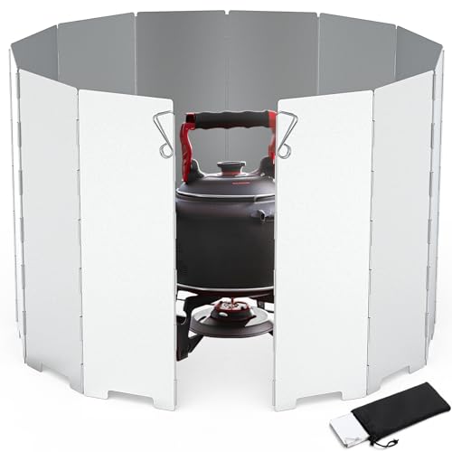 Camping Stove Windscreen 12 Plates Ultralight Folding Camp Stove Windscreen Portable Camping Stove Windshield for Use with Alcohol Stoves and Other Backpacking Stoves Butane Stoves