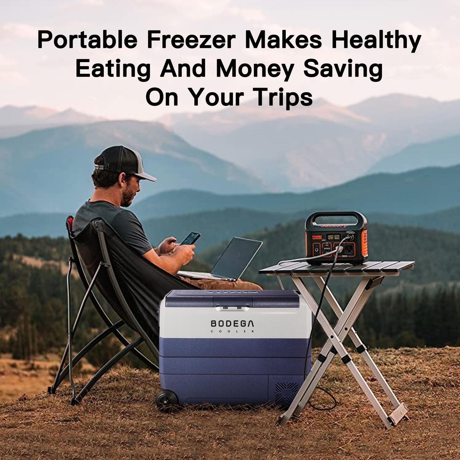 BODEGACOOLER 12 Volt Refrigerator,64 Quart Car Fridge Dual Zone WIFI APP Control,Portable Refrigerator Freezer (60L)-4℉-68℉,12v Cooler Fridge,12/24V DC and 100-240V AC for Outdoor,Camping,Travel,RV