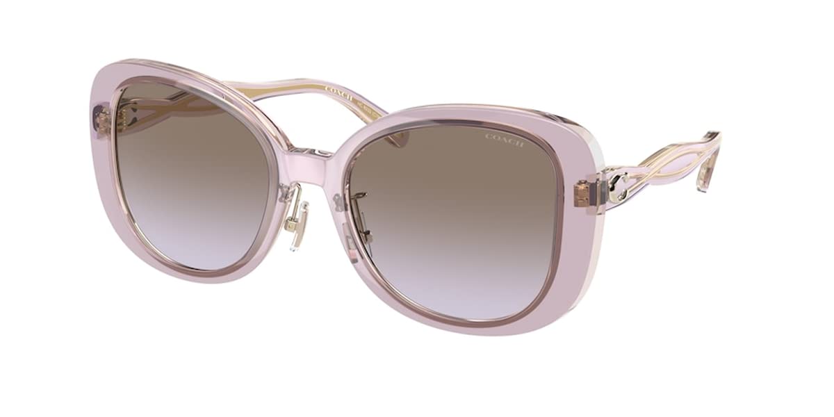 Coach HC8333 56794Q 53MM Transparent Lilac/Grey Lilac Gradient Square Sunglasses for Women + BUNDLE With Designer iWear Eyewear Kit