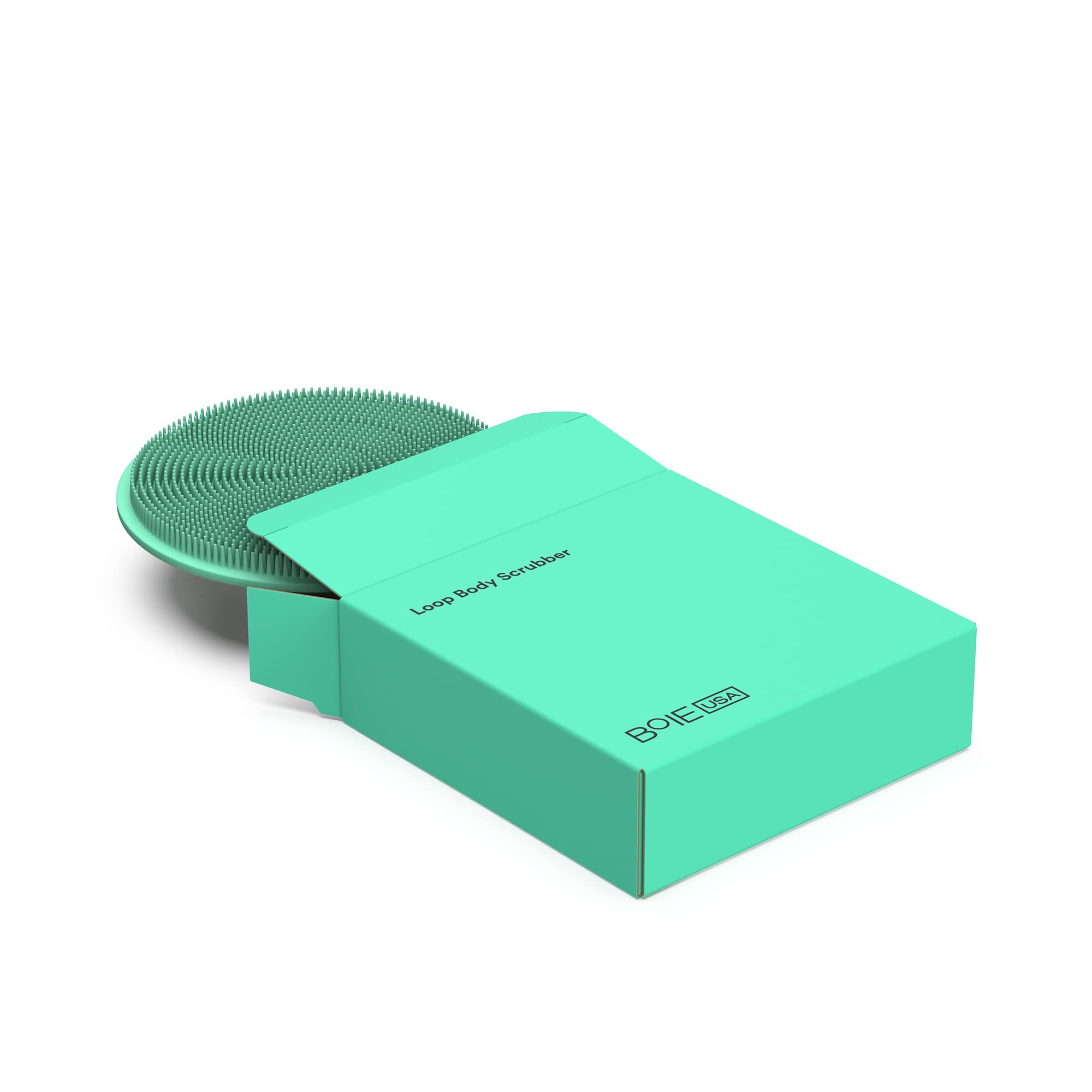 Boie USA Loop Body Scrubber - Soft Silicone-Like Exfoliating Shower Scrubber, Body Cleansing Brush - Hang-to-Wall Loofah Replacement - Body Exfoliator for All Skin Types - Mint