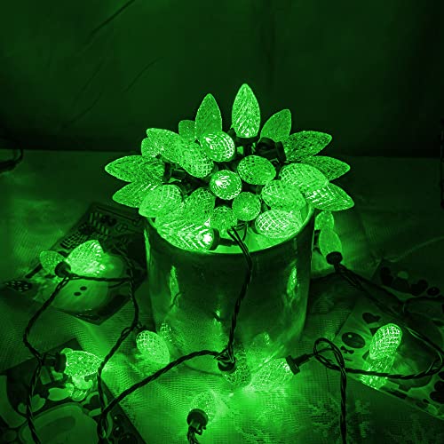 Dazzle Bright 24.5 FT St. Patrick's Day C9 String Lights, 50 LED 120V Extendable Green Wire Fairy Lights Outdoor with UL Certified for Patio Xmas Tree Wedding Yard Home Party House Decorations (Green)
