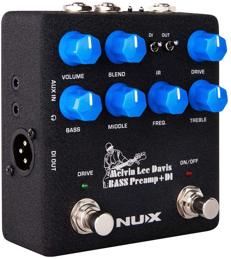 Briskdrop NUX Melvin Lee Davis NBP-5 Bass Preamp and DI Bundle with 2 MXR Instrument Cables, Dunlop Pick Pack, and Power Supply