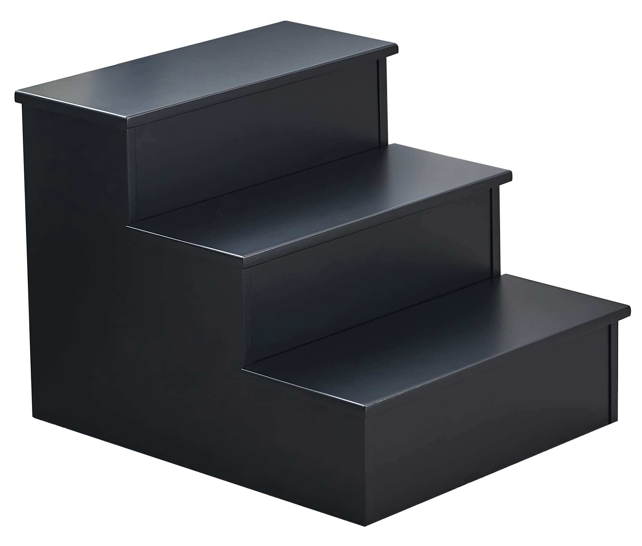 KB Designs - 3 Step Wood Step Stool for Adults or Kids, Dog Stairs, Black