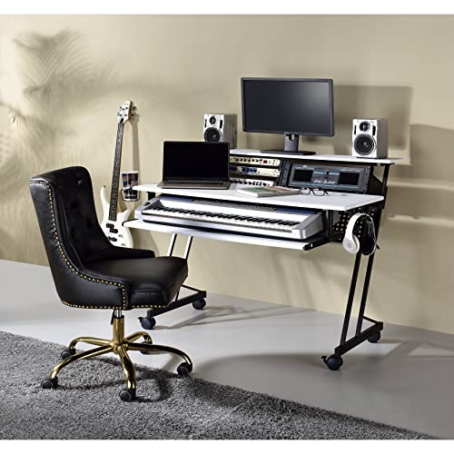 Music Recording Studio Desk in White Black Modern Contemporary Rectangular Metal Painted