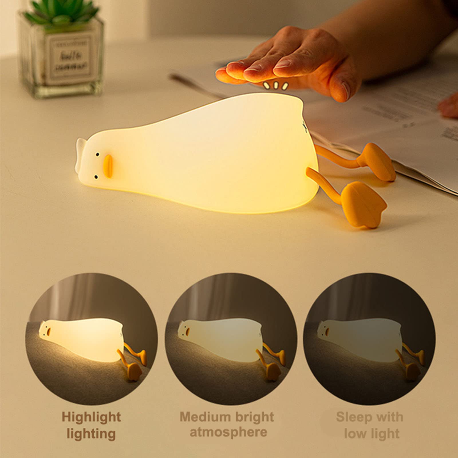 Cute Night Light Duck Lights Touch Nursery Lamp Baby Silicone Nightlight Funny Lamps for Kids Bedroom Bedside