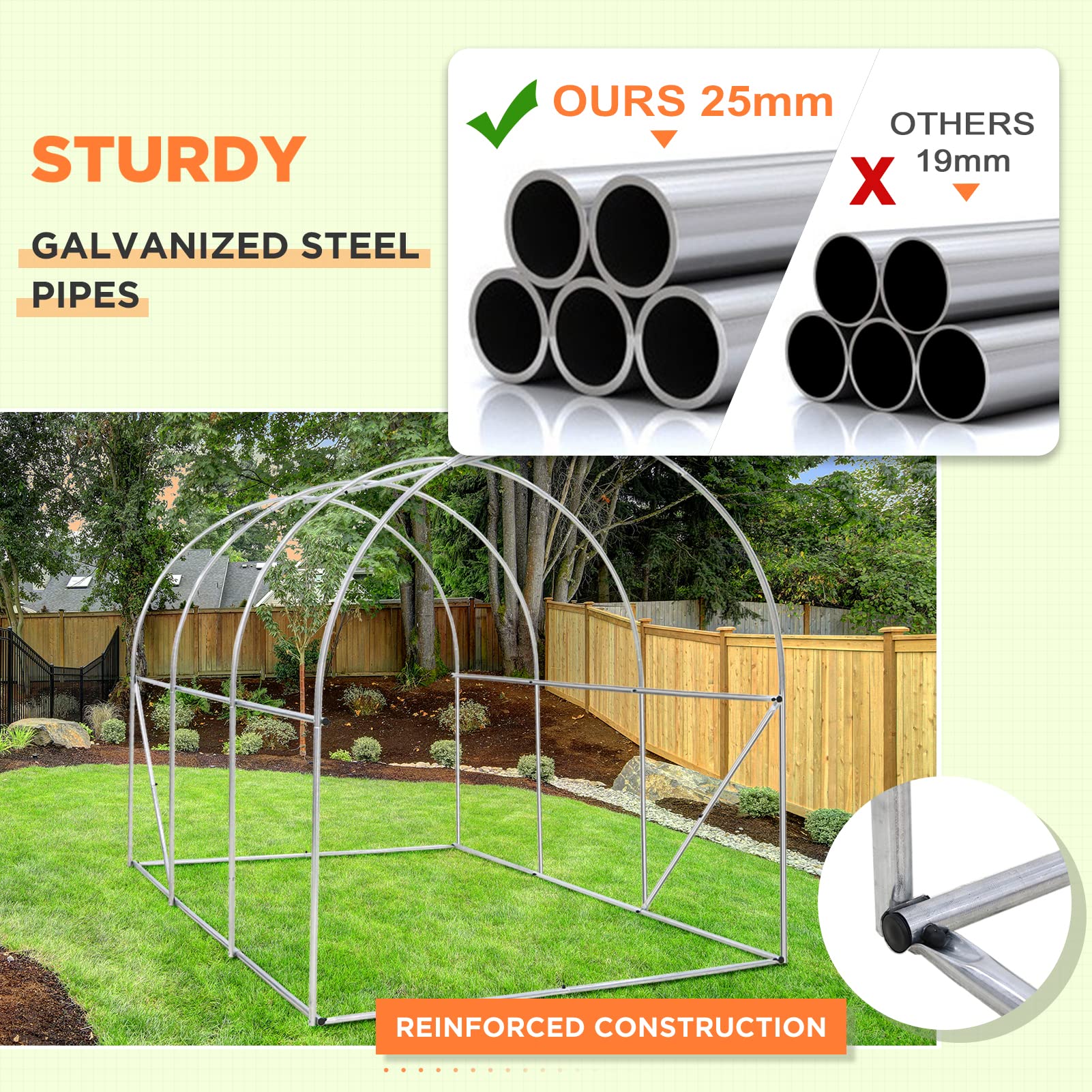 EAGLE PEAK Mini 4 Tier Greenhouse withWheels & Wire Shelves, Portable 28"x19"x67' 'Indoor & Outdoor Green House with Roll-Up Zipper Door,Clear/Green PE Cover