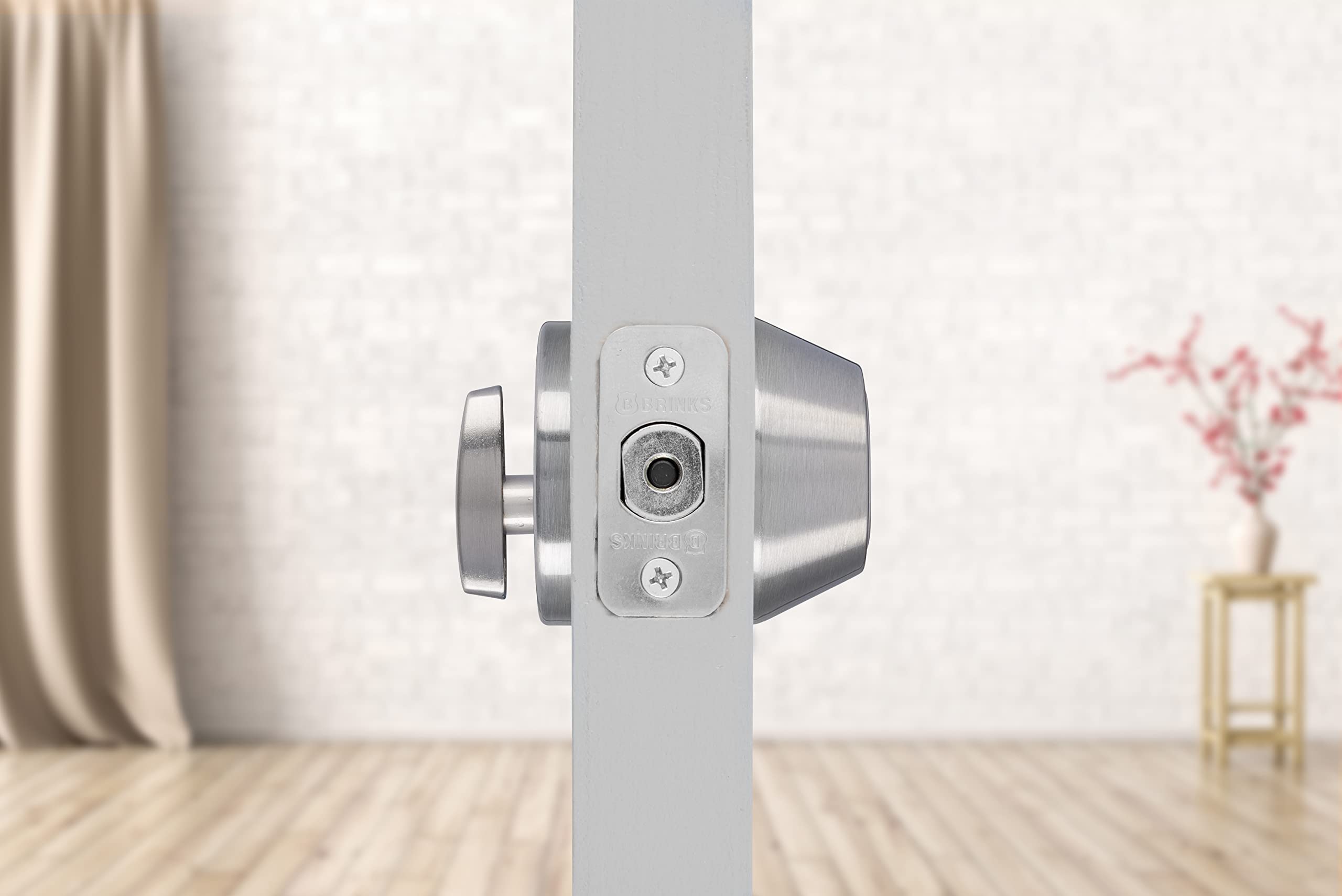 BRINKS - Transitional Single Cylinder Deadbolt, Satin Nickel - Built for Rigorous Residential Protection with ANSI Grade 2 Security (E2401-119)