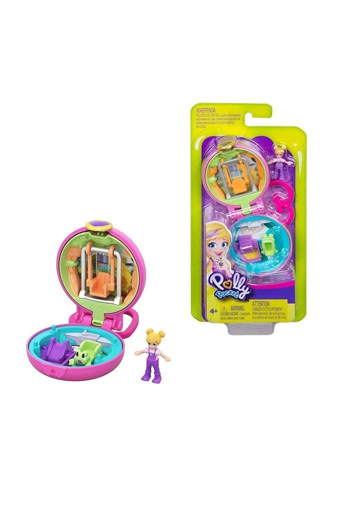 Polly Pocket Tiny Pocket Places Polly Playground Compact with Removable Swing, Photo Customization, Reveals, Micro Polly Doll and Sticker Sheet