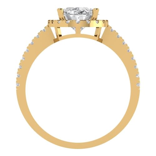 Clara Pucci 4.85 ct Oval Cut Genuine Lab Grown Diamond VS1-VS2 J-K 14K Yellow Halo Gold Bridal Wedding Engagement Designer Ring size 6.5