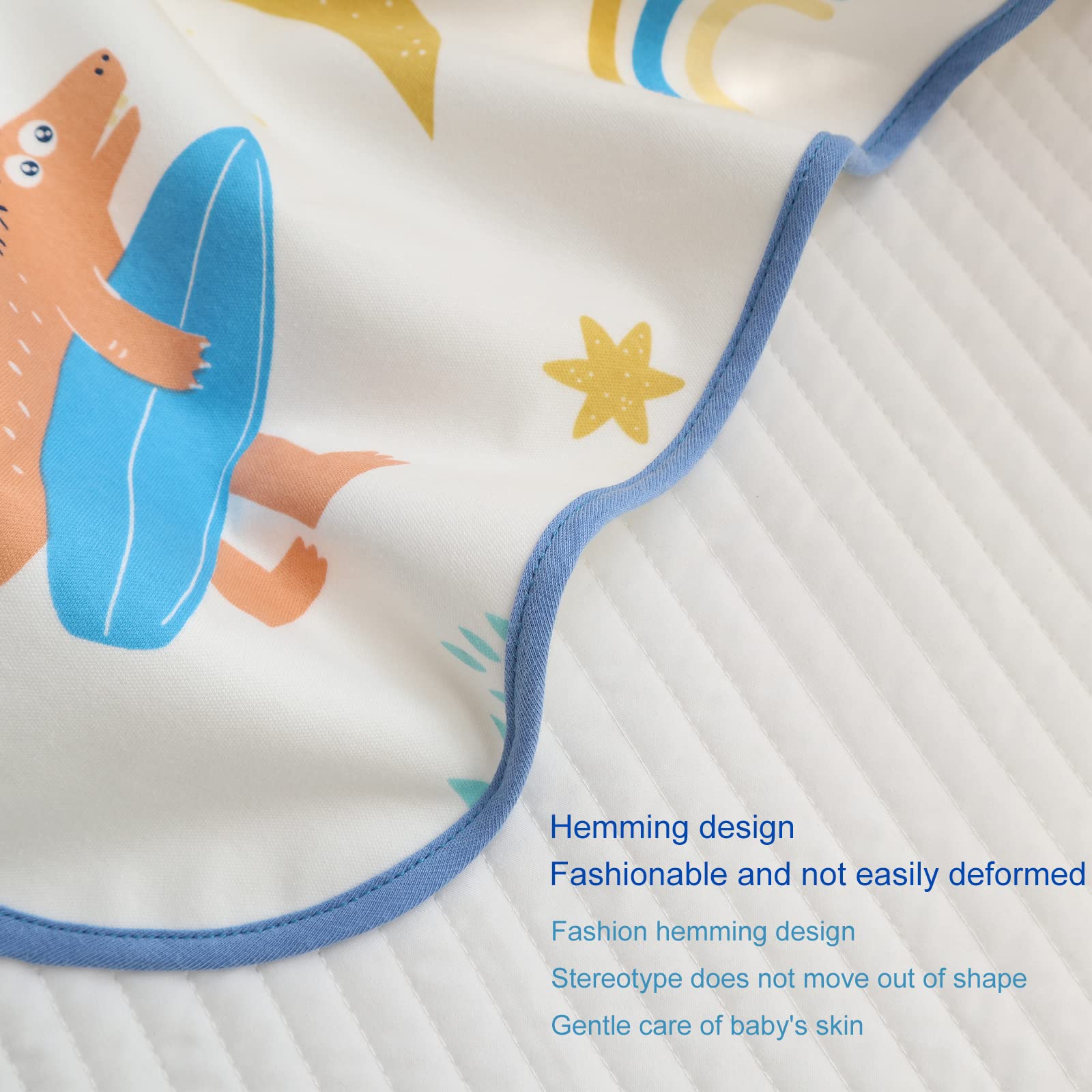 Catteyonce 1-Pack Knitted Diaper Pads Waterproof Breathable Washable Reusable Dinosaur Blue Large Baby Portable Diaper Pad