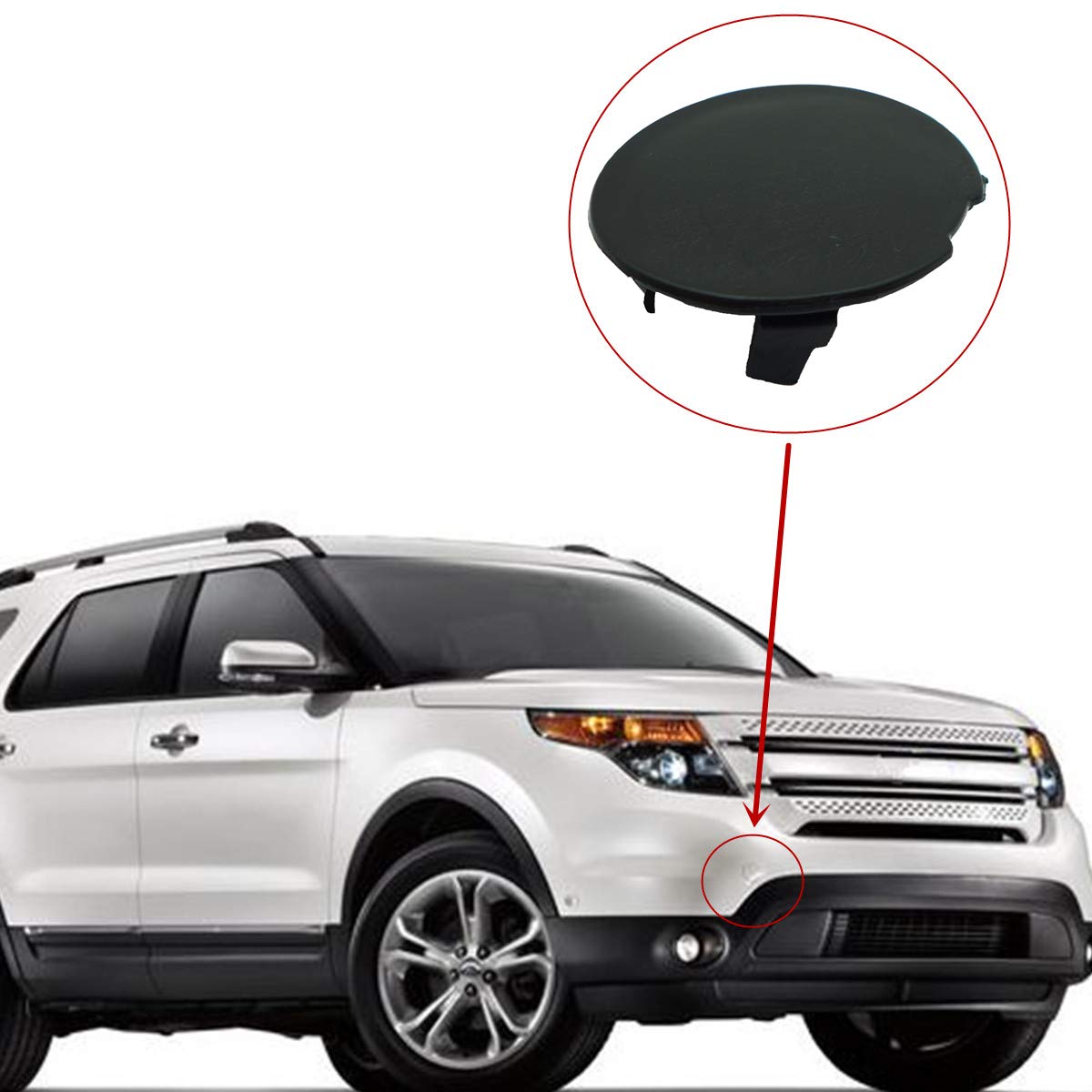 Bosting BB5Z-17A900-APTM, Front Bumper Tow Hook Cover Cap Fit for Ford Explorer, 2011-2015