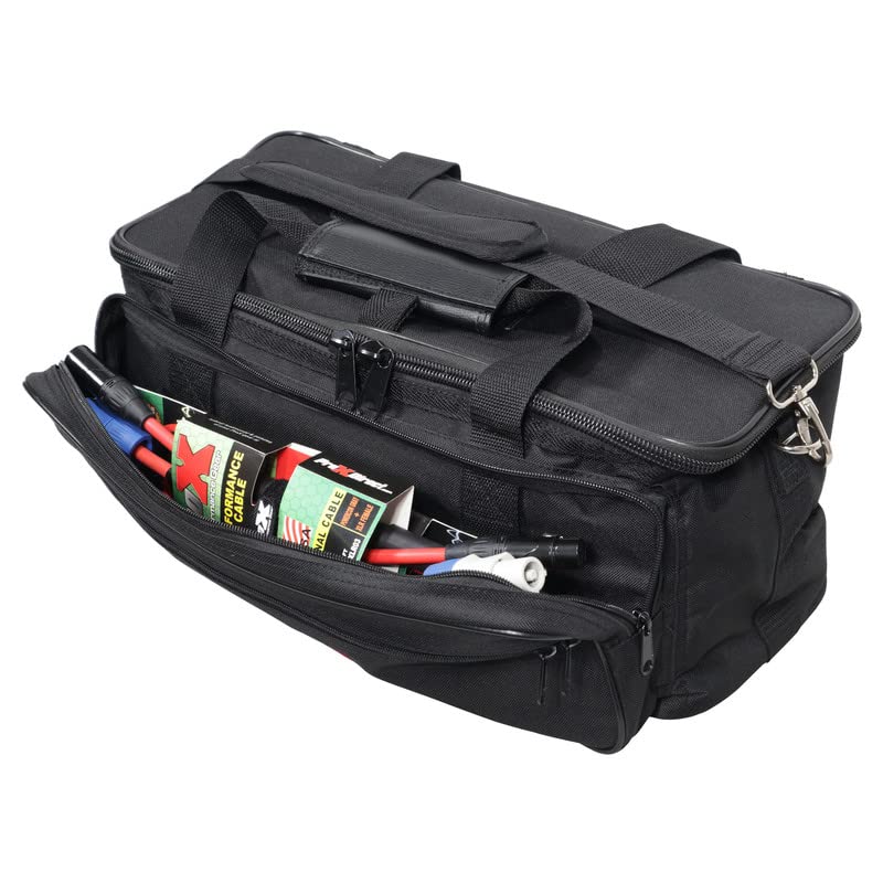ProX MANO Utility Carry Hand Bag Organizer with Dividers For Cables, LED Lighting, Tools, Mics, and Accessories - PVC Lined Interior Framing - Soft Padding - Fiberboard Bottom - XB-P12
