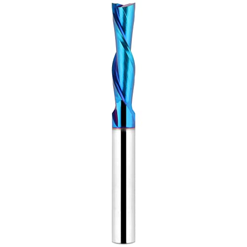 EANOSIC Downcut Spiral Router Bits 1/4 inch Shank, 1/4 inch Cutting Diameter Solid Carbide with Nano Blue Coating CNC Router Bits End Mill for Wood Cut, Carving