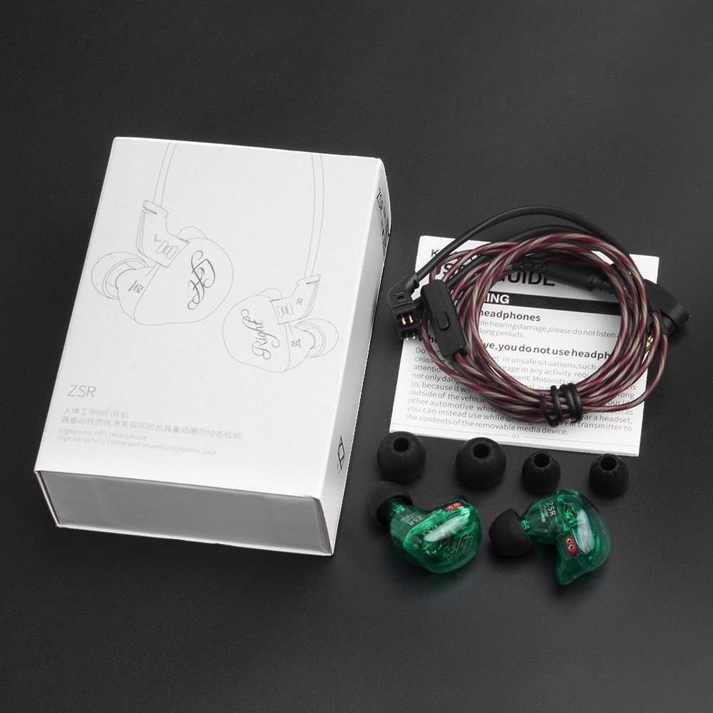 KZ Headphone HiFi Earbuds KZ ZSR Earphone with 2 Balanced Armature and 1 Dynamic Driver, Wired in Ear Earphone IEM with 0.75mm 2 Pin Removable Cable (White with Mic)…