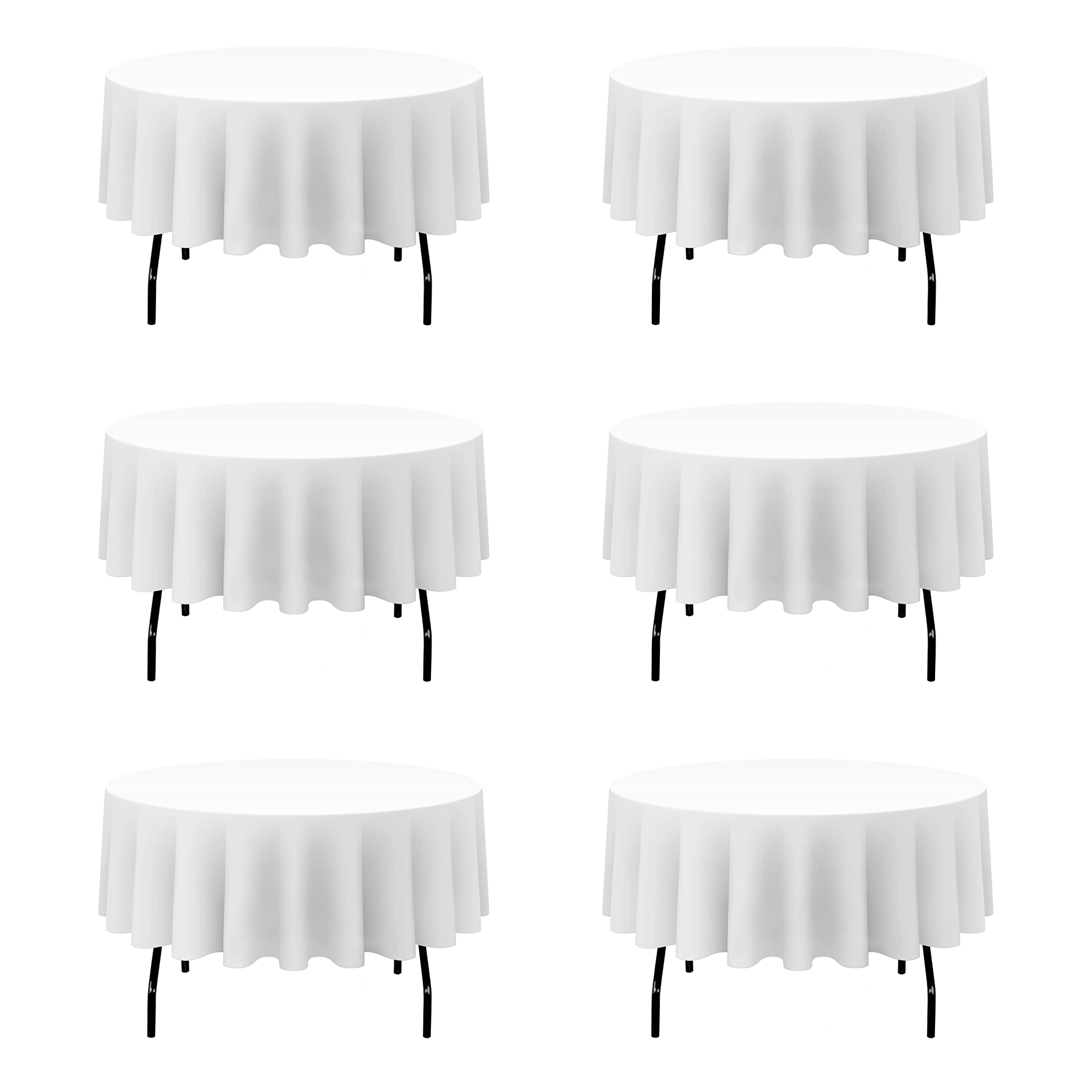 BRILLMAX 6 Pack White Round Tablecloths 90 Inch - Circle Bulk Linen Polyester Fabric Washable Table Clothes Cover for Wedding Reception Banquet Birthday Party Buffet Restaurant