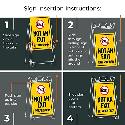 Enter Only Not An Exit Entrance Only With No Exit Symbol Sidewalk Sign Kit, 18x24 Inches, With A Frame Stand, Made in USA by Sigo Signs