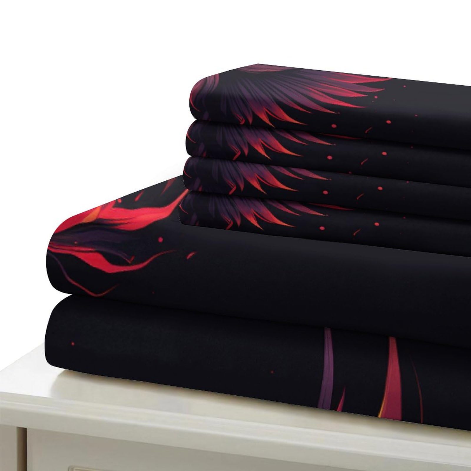 EVMILA Fire Phoenix Bedding Set 3D Printed Comforter Covers Duvet Cover Quilt Cover with Pillowcases for Childrens and Adults 3 Pieces Microfiber with Zipper Closure Twin(173x218cm)