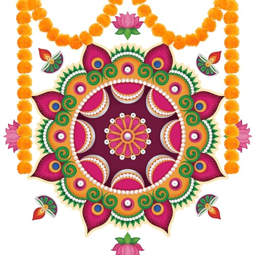 BAYLAY Diwali Decorations for Home - Rangoli Floor with Patterns Stickers Traditional Indian Diwali Decorations for Entrance Décor and Gift
