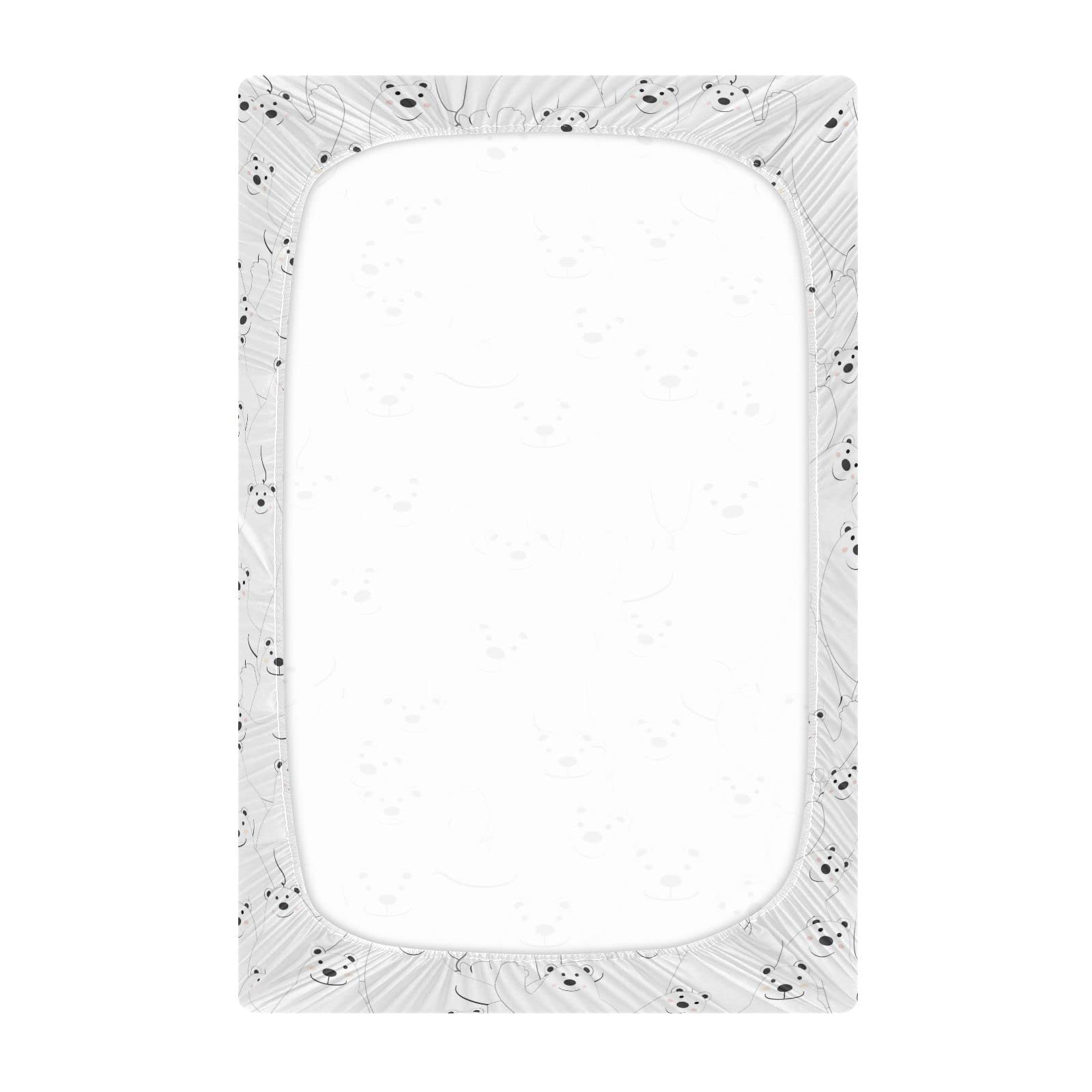 Cute Polar Bear Cartoon Seamless Pattern Baby Crib Sheets Soft Toddler Bed Sheets Breathable Mattress Cover Toddler Sheets for Nursery Stroller Crib Mattress Infant Unisex, 52 * 28 * 9in