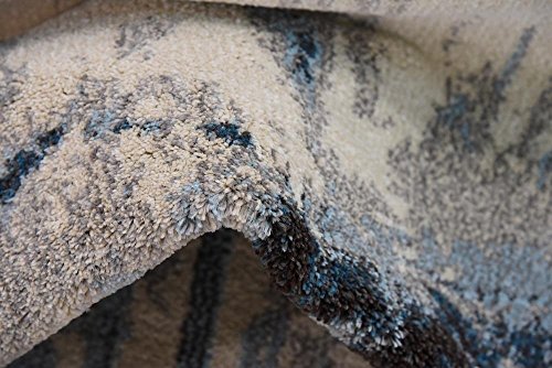 Unique Loom Estrella Collection Modern, Abstract, Watercolor, Contemporary Area Rug, 3 ft 3 in x 5 ft 3 in, Light Blue/Beige