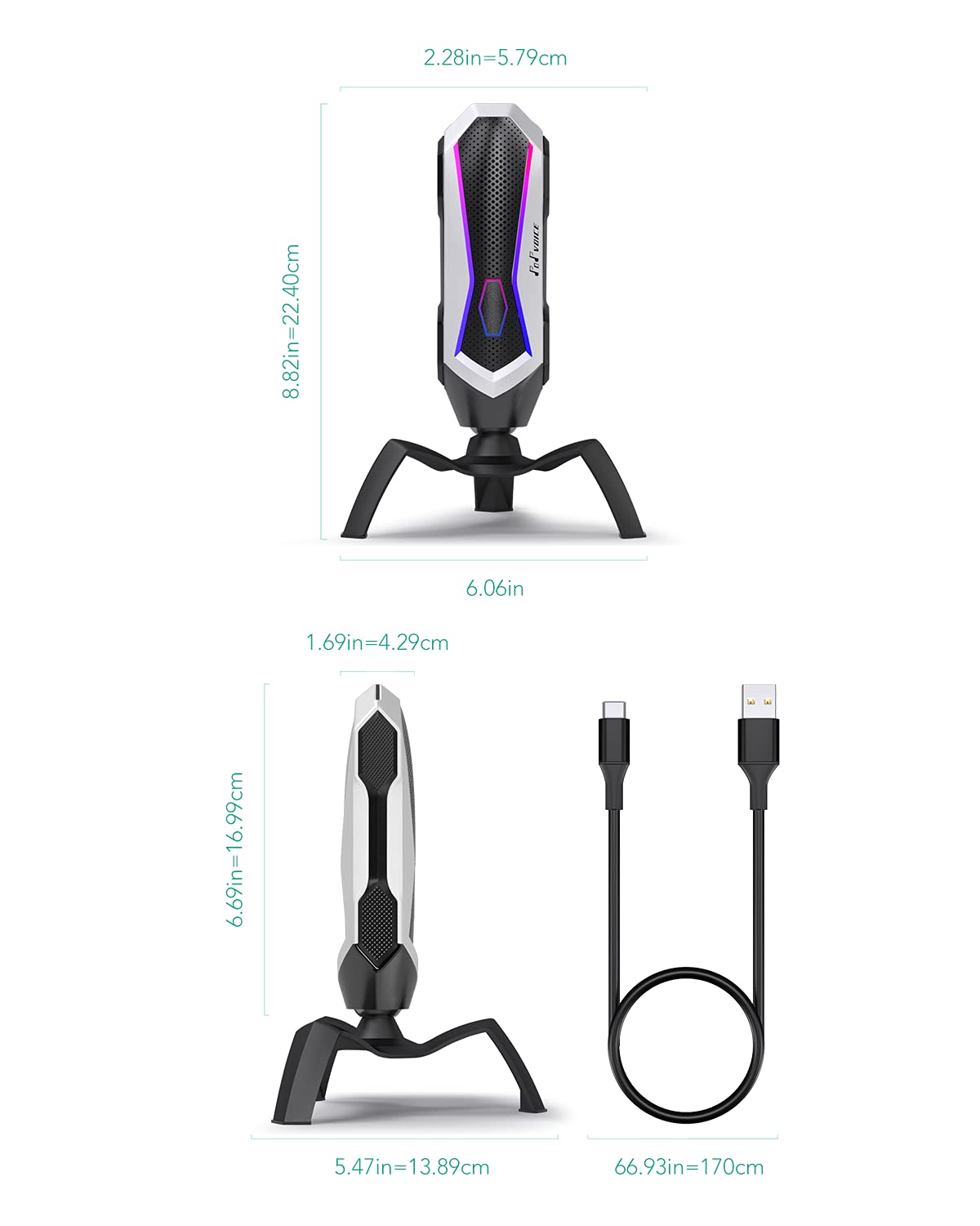 PoP voice USB Microphone, Condenser Gaming Mic for PC, PS4 and Mac, with Tap-to-Mute Sensor and Tripod Stand, Best for Games, Streaming, Podcasts, Twitch, YouTube, Discord, OBS, TeamSpeak