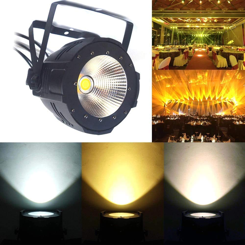 Boulder LED Stge Par Light with COB Light Source 200W Daisy Chained,Warm White Cool White DJ Wash Light for Party Disco Wedding Birthdays Christmas Party Show (100W)
