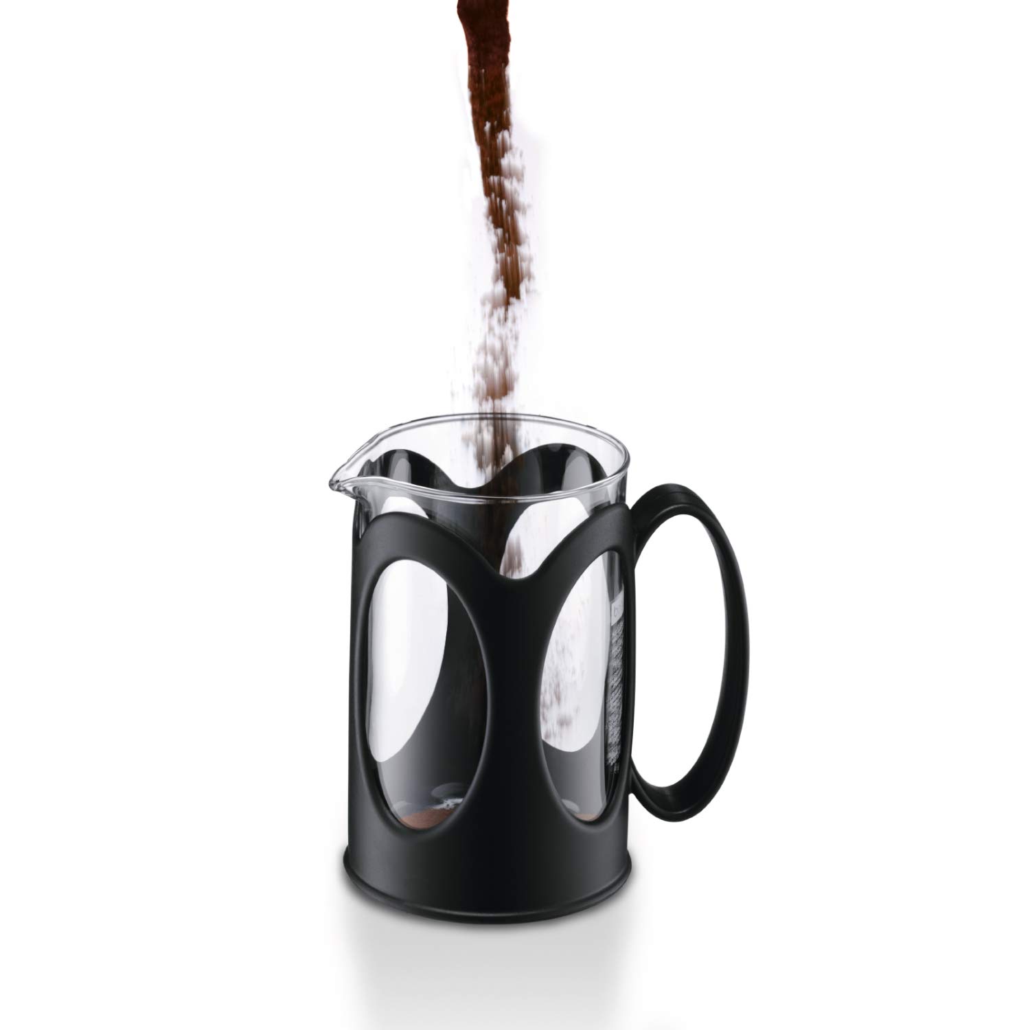 BODUM 10683-01 Kenya French Press Coffee Maker, Borosilicate Glass - 4-Cup (0.5 L), Black