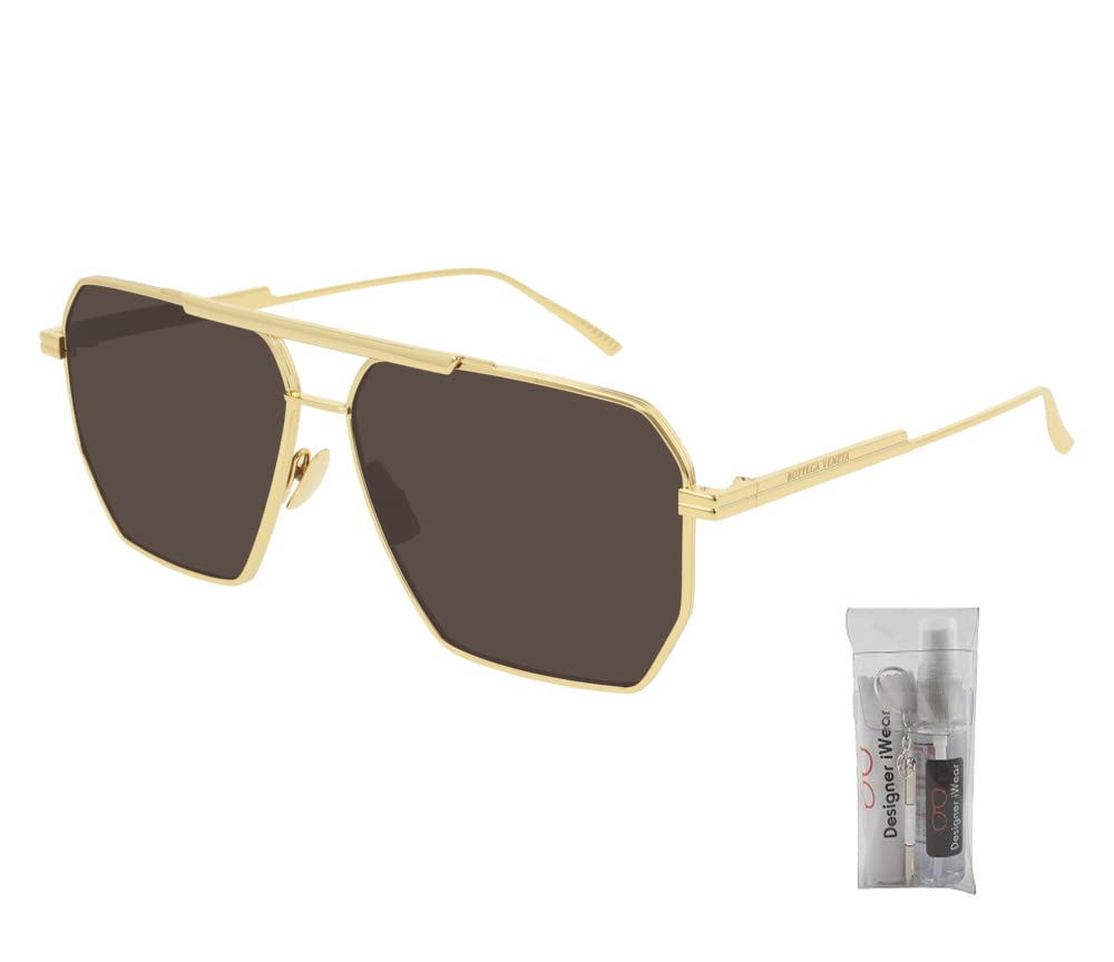 Bottega Veneta BV1012S 003 60MM Gold/Brown Aviator Sunglasses for Men + BUNDLE with Designer iWear Eyewear Kit