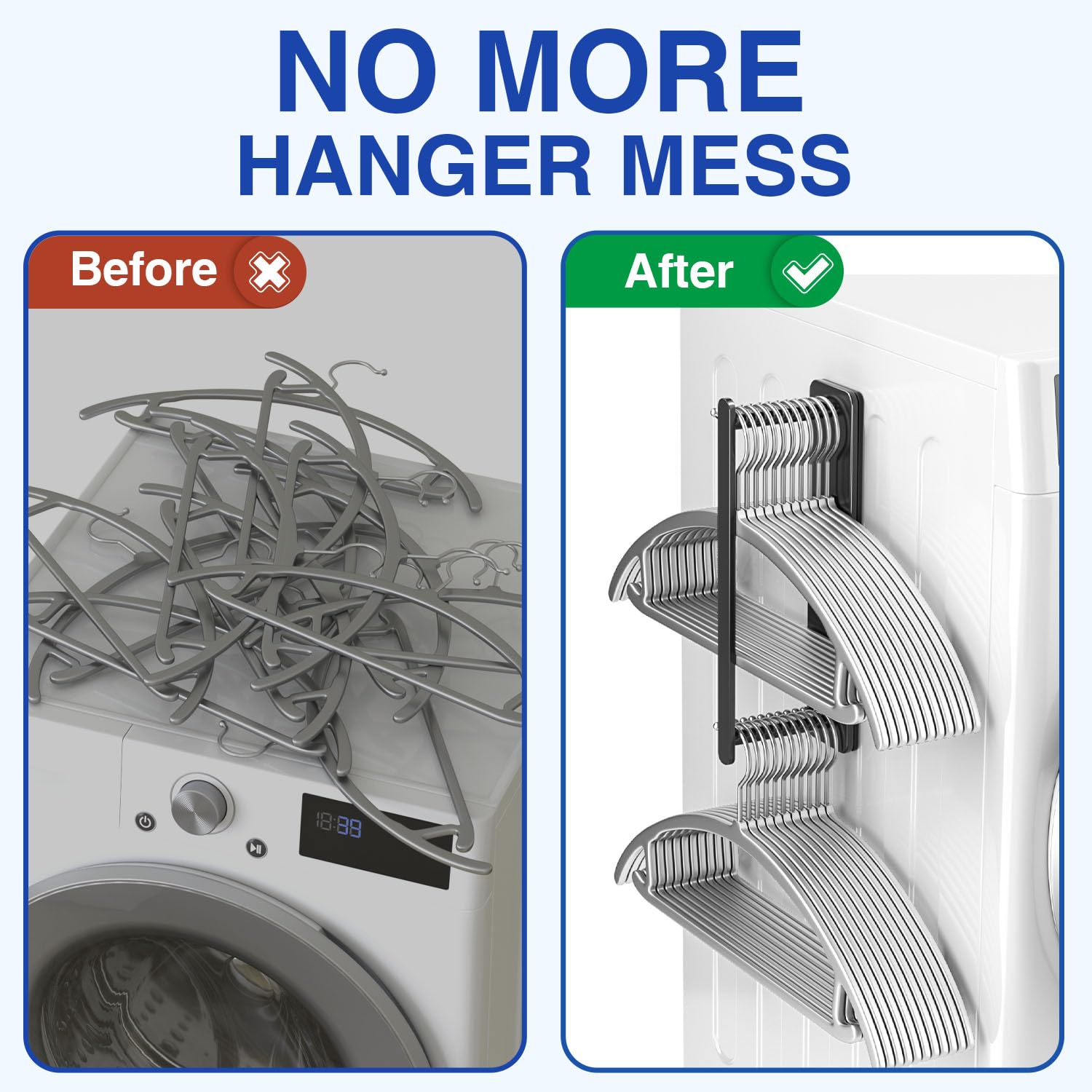giffgiss Magnetic Hanger Holder for Laundry Room, Hanger Storage Organizer for Washing Machine on Wall, Clothes Hanger Organizer