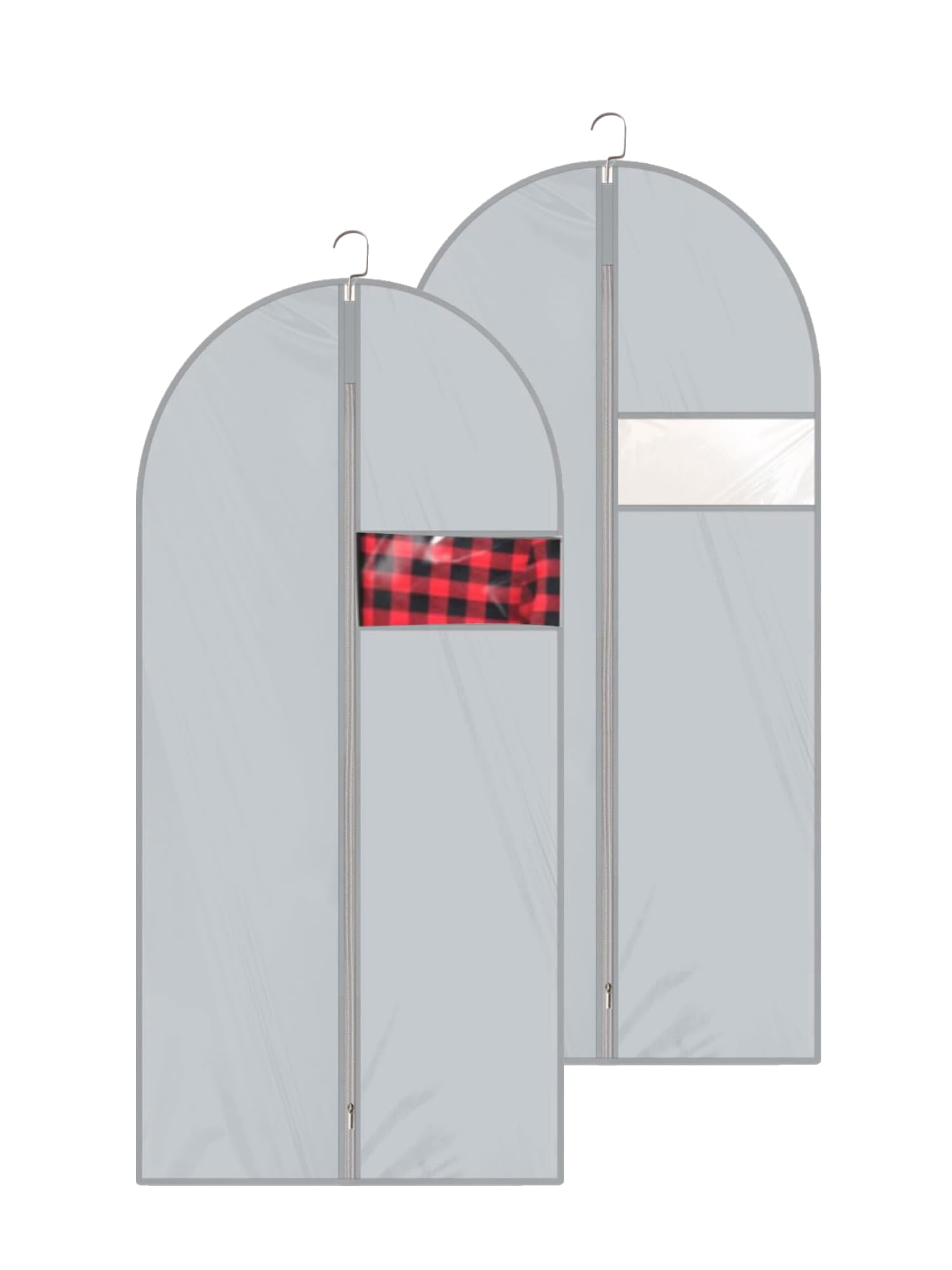 GUOER Garment Bags Set of 2, 50'' Garment Bags for Hanging Clothes, Zipper Suit Bags for Travel with Clear Window, PEVA Dress Bags for Gowns Dust Cover (23.6'' X 51'')