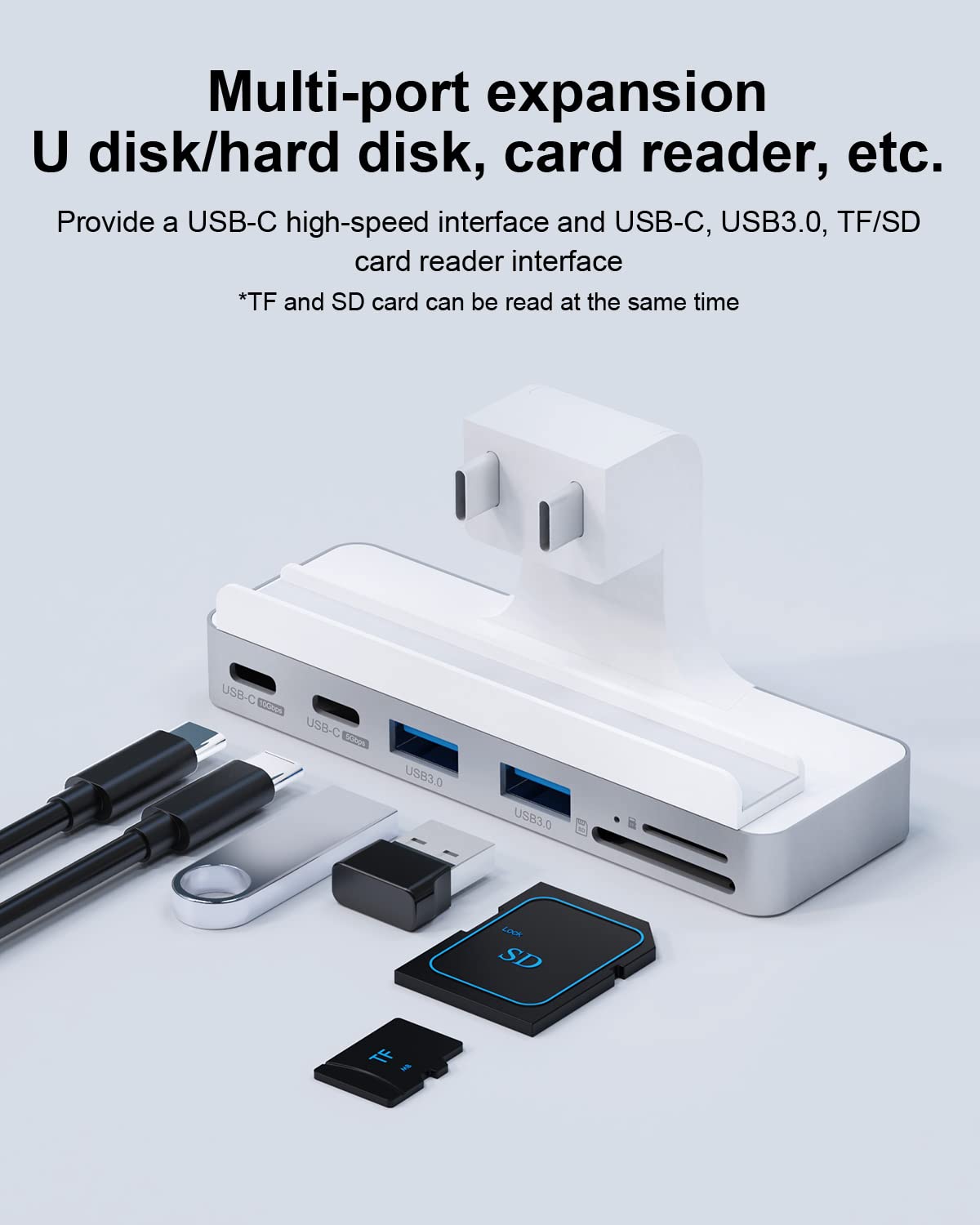 Hagibis iMac Hub with USB C 3.1, USB 3.0 Ports and SD/Micro SD Card Reader, USB-C Clamp Hub USB C Docking Station for 2021 iMac 24 inch (Without HDMI)