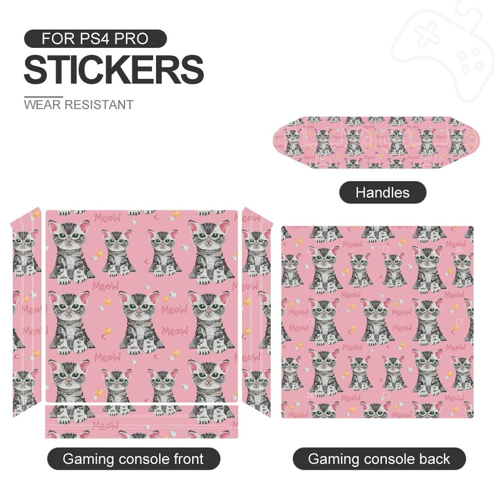 Cute Small Cats Sticker for P-S4 Controller Full Protective Skin Cover Design Wrap Decal Sticker Compatible with P-S4 Print