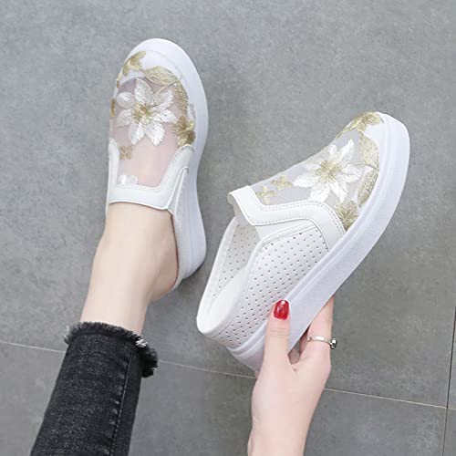 Casual Women's Non Slip Flowers Solid Color Slip On Thick Sole Breathable Work Single Casual Athletic Shoes for Men