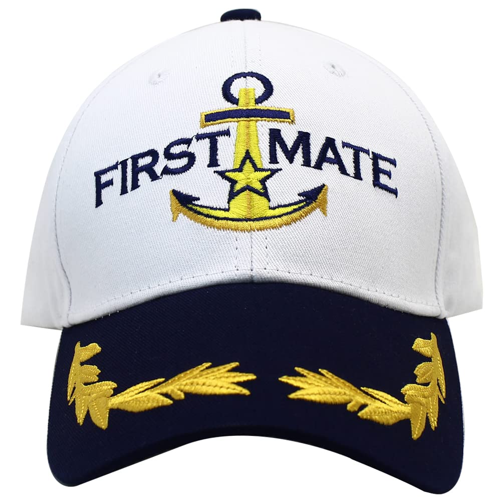Blue Embroidered Adjustable First Mate Matching Skipper Boating Baseball Caps Nautical Marine Sailor Navy Hats (First Mate)