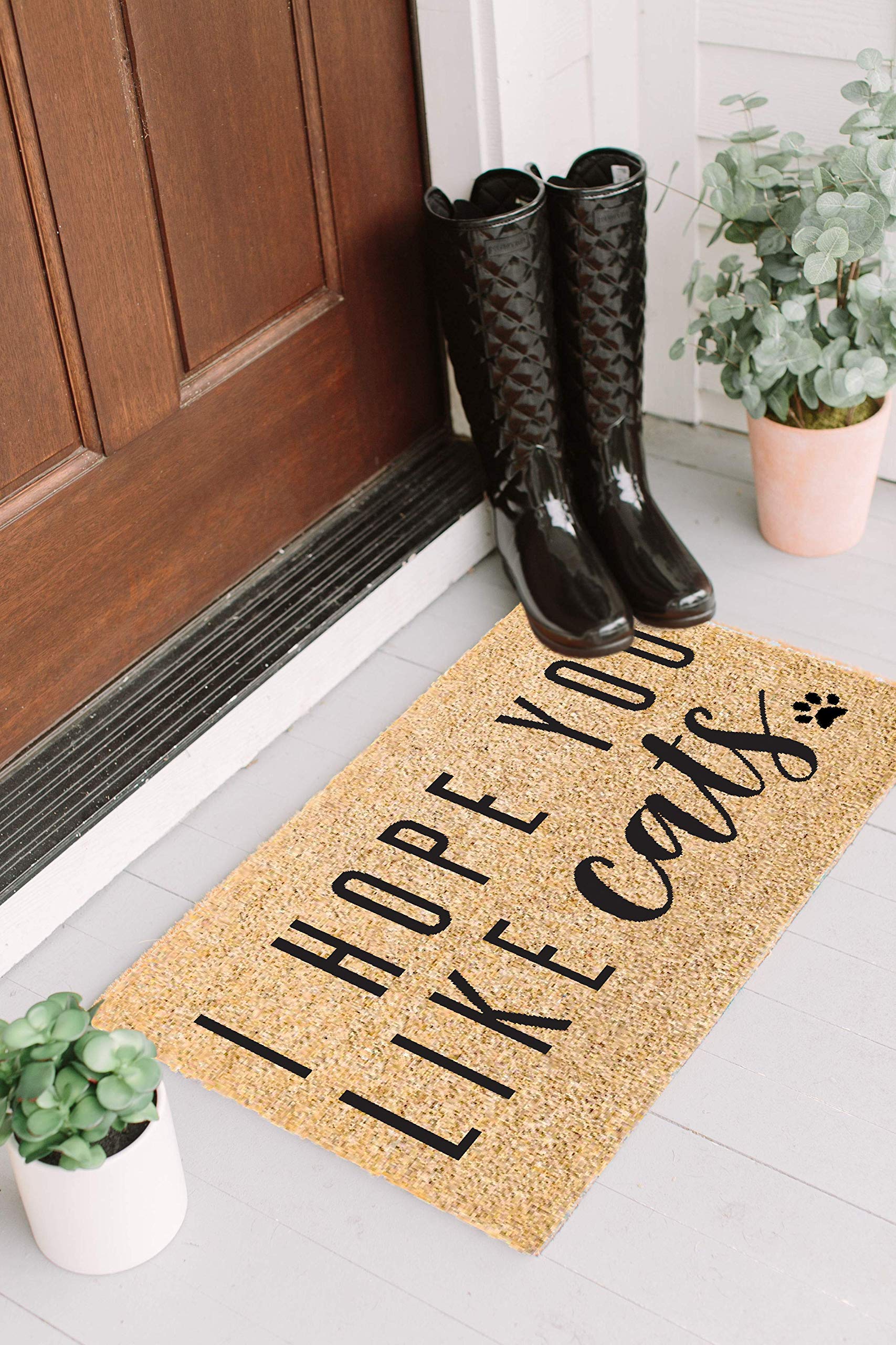 Printed Coir Doormat - Pets - Flocked (I Hope You Like Cats)