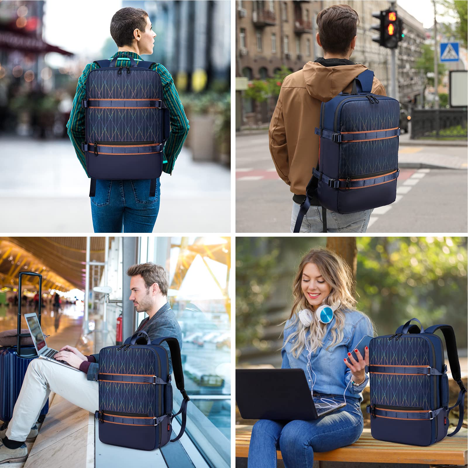 BRIRT Carry on Backpack, Large Flight Approved Travel Backpack for Men & Women, Luggage Backpack Suitcase with Outdoor Reflective, Business Daypack Weekender Casual Backpack for 17 Inch