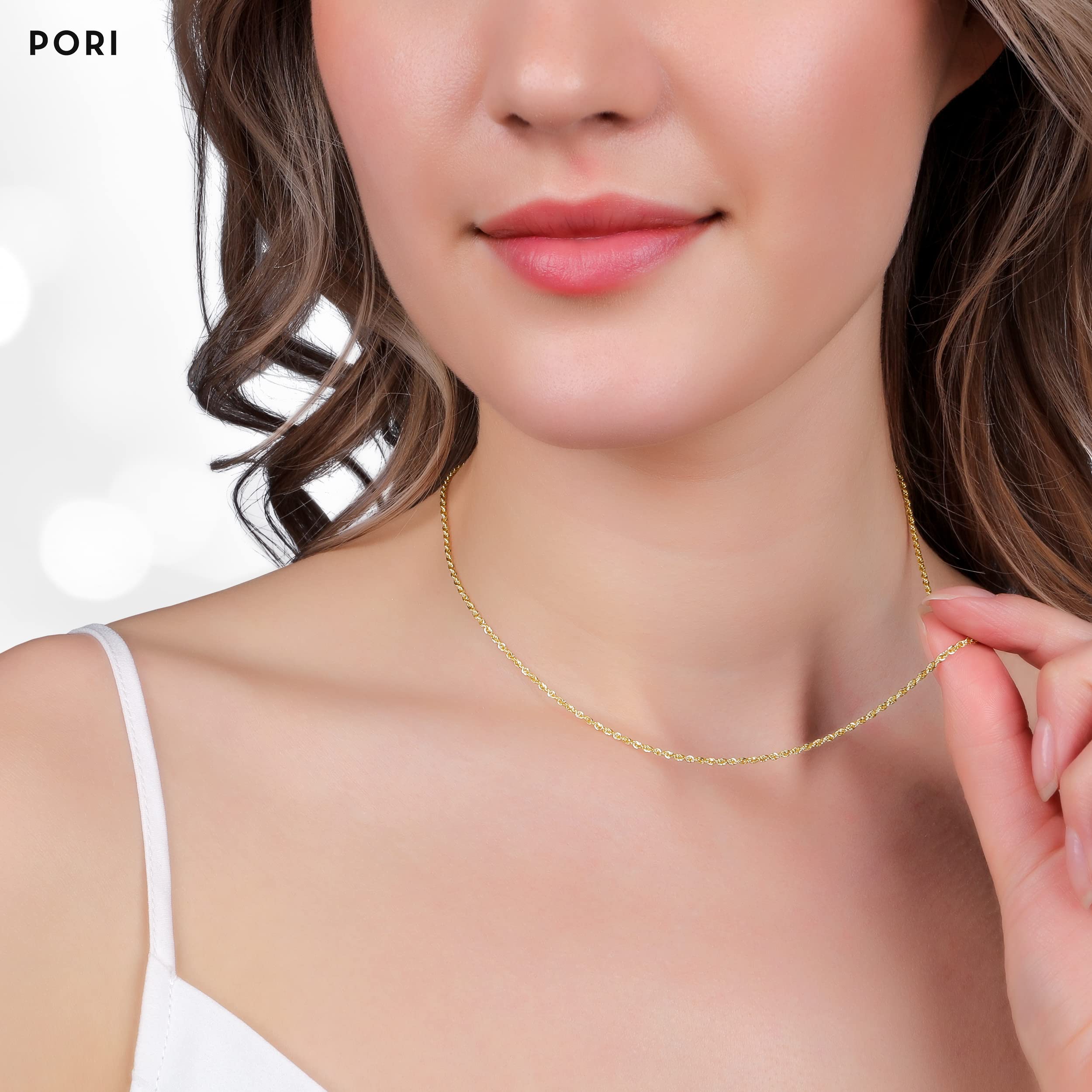 PORI JEWELERS 14K Yellow Gold 1.5MM Diamond Cut Rope Chain Necklace, Sizes - 20 Inches