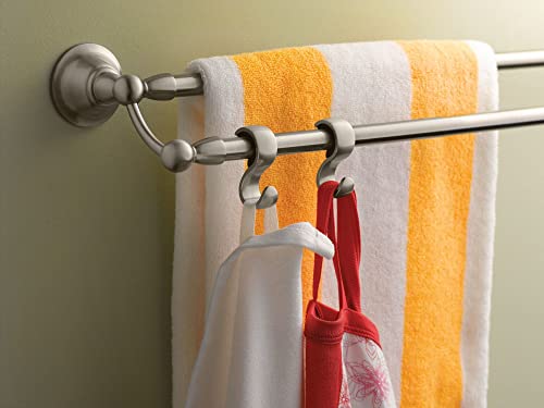 Moen Sage Collection Spot Resist Brushed Nickel 24-Inch Double-Towel Bar & Preston Collection Spot Resist Brushed Nickel 7-inch Bathroom Hand Towel Ring